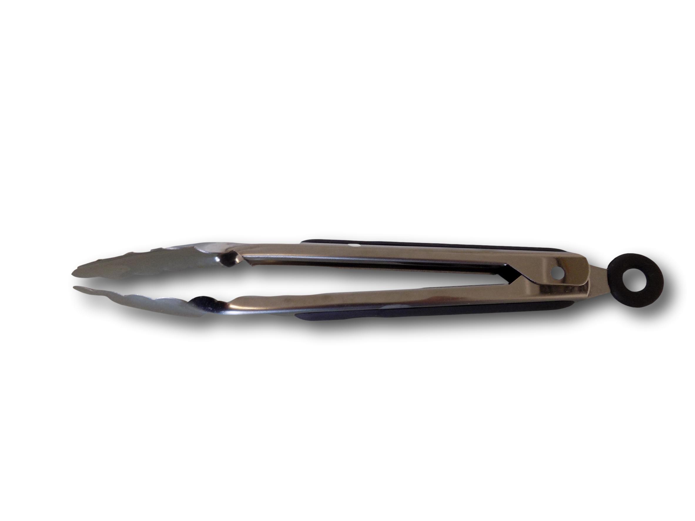Stainless Steel Serving Tongs (Black Handle)